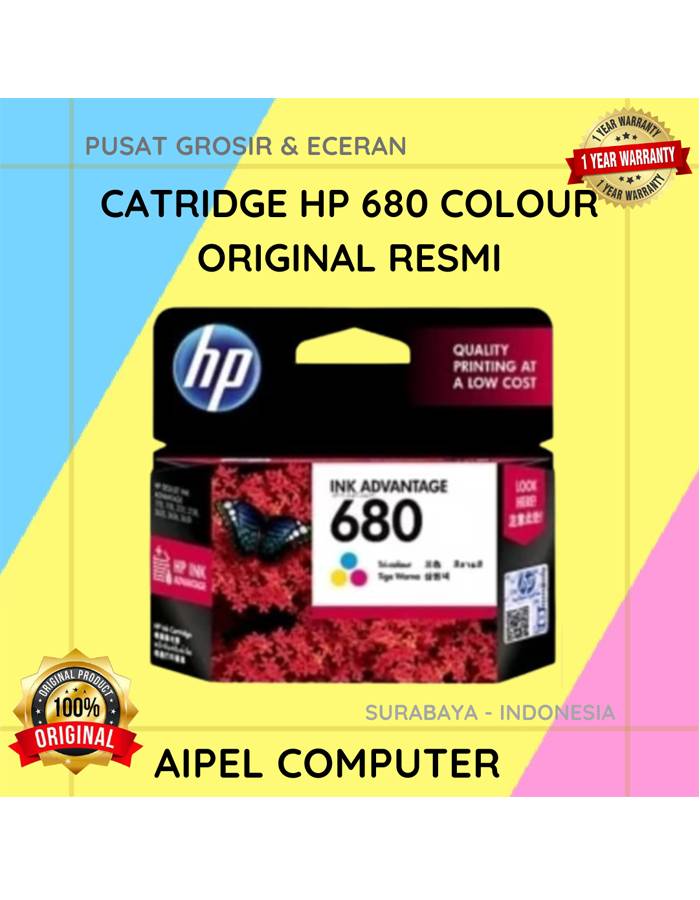 680C | CATRIDGE HP 680 COLOUR ORIGINAL 100% - SWALAYAN KOMPUTER