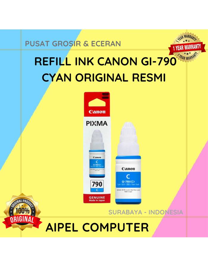 GI790C | REFILL INK CANON GI-790 CYAN ORIGINAL RESMI - SWALAYAN KOMPUTER