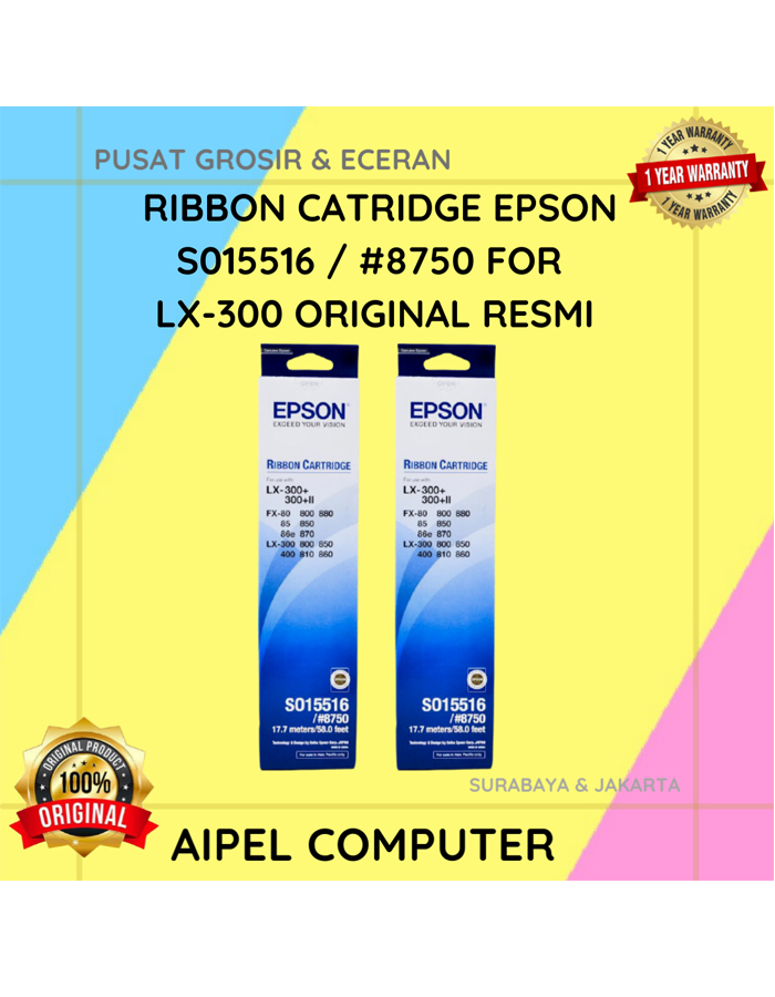 LX300 | RIBBON CATRIDGE EPSON S015516 / #8750 FOR LX-300 ORIGINAL RESMI ...