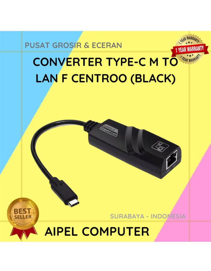 LAN3C | CONVERTER TYPE-C MALE TO LAN FEMALE HOBOO 100/1000 MBPS GIGABIT ...