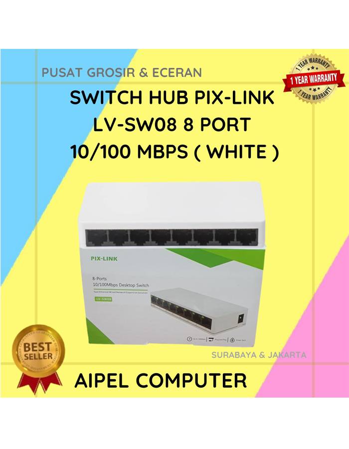 PIXLINK8 | SWITCH HUB PIX-LINK LVSW08 8 PORT 10/100 MBPS ( WHITE ...