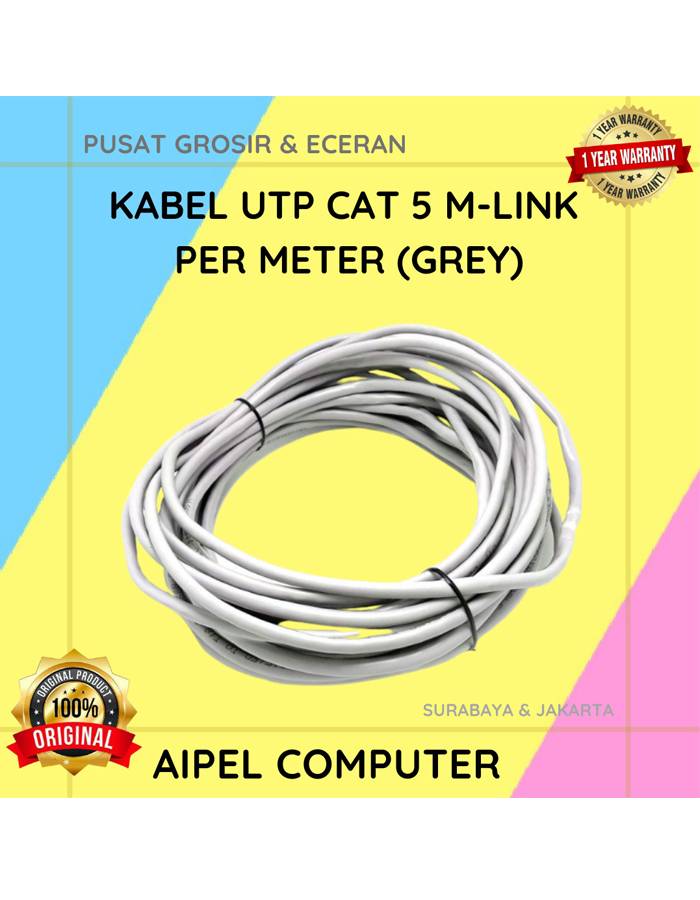 CAT5 | KABEL UTP CAT 5 M-LINK PER METER (GREY) - SWALAYAN KOMPUTER