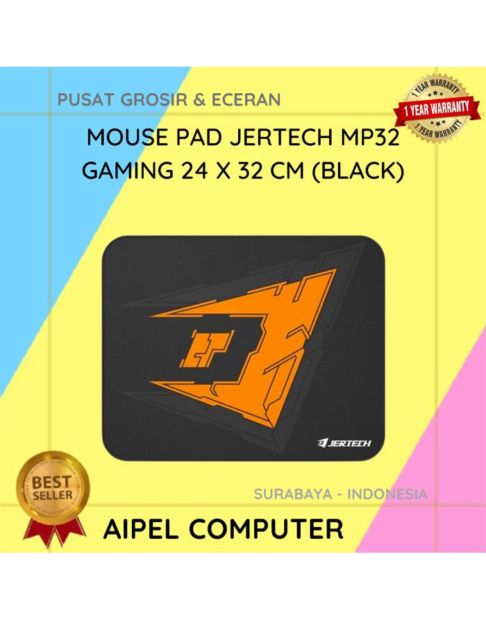 MP32 | MOUSE PAD JERTECH MP32 GAMING 24 X 32 CM (BLACK) - SWALAYAN KOMPUTER