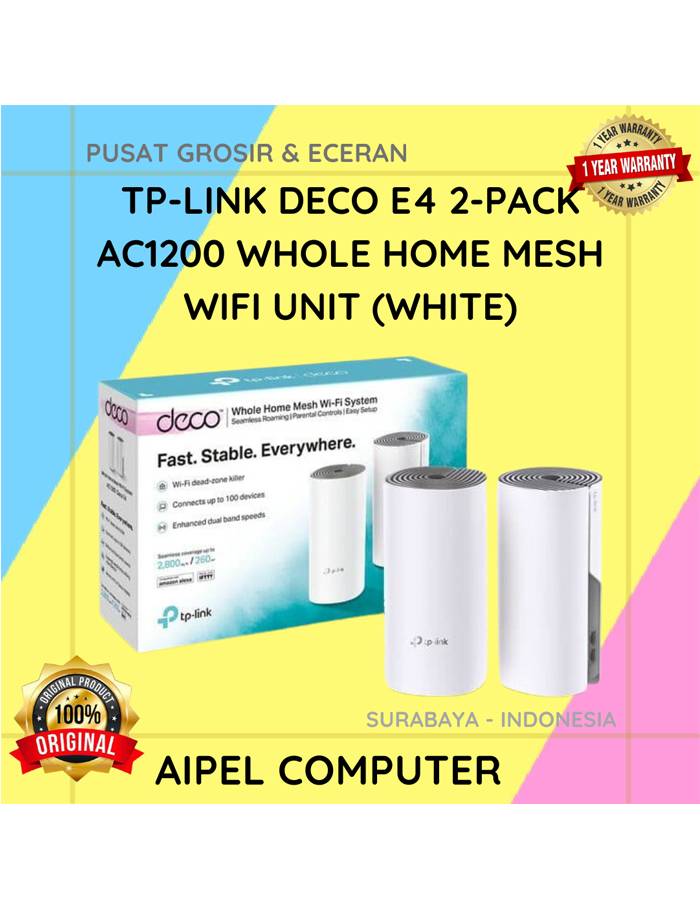 DECOE42 | TP-LINK DECO E4 2-PACK AC1200 WHOLE HOME MESH WIFI UNIT ...