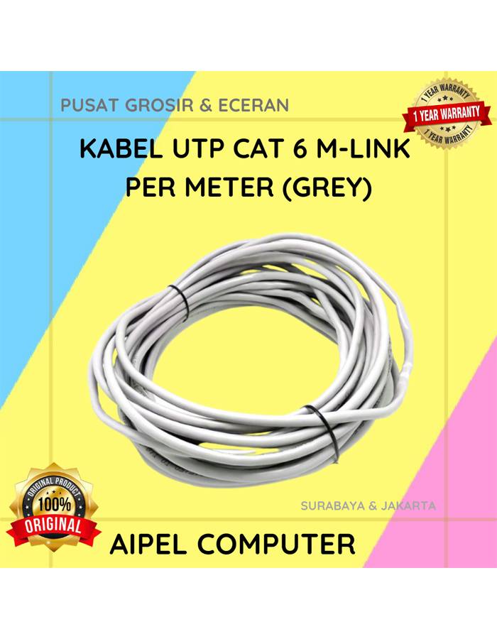 CAT6M | KABEL UTP CAT 6 M-LINK PER METER (GREY) - SWALAYAN KOMPUTER