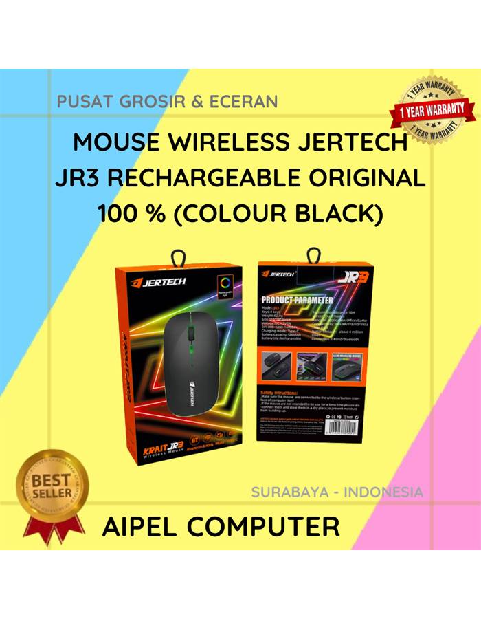 JR3 | MOUSE WIRELESS JERTECH JR3 RECHARGEABLE ORIGINAL 100 % (COLOUR ...