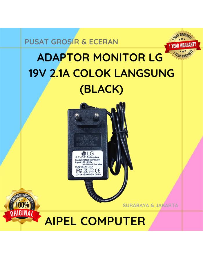 LG1921 | ADAPTOR MONITOR LG 19V 2.1A COLOK LANGSUNG (BLACK) - SWALAYAN ...