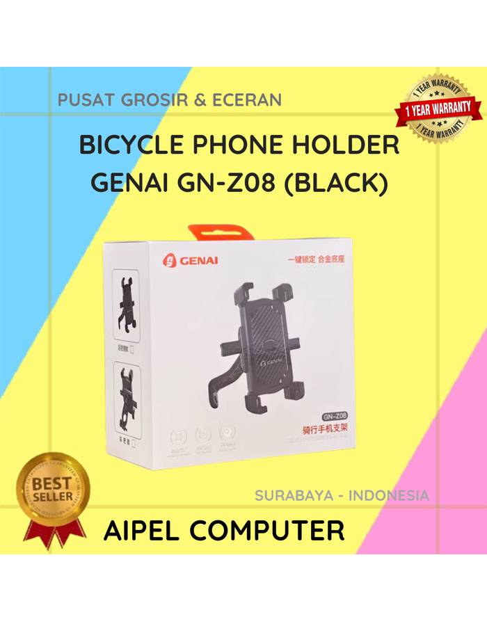 GNZ08 | Bicycle Phone Holder GENAI GN-Z08 (Black) - SWALAYAN KOMPUTER
