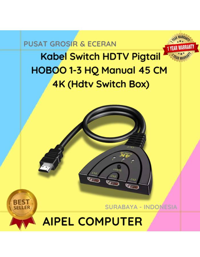 KHS3H | Kabel Switch HDTV Pigtail HOBOO 1-3 HQ Manual 45 CM 4K (Hdtv ...
