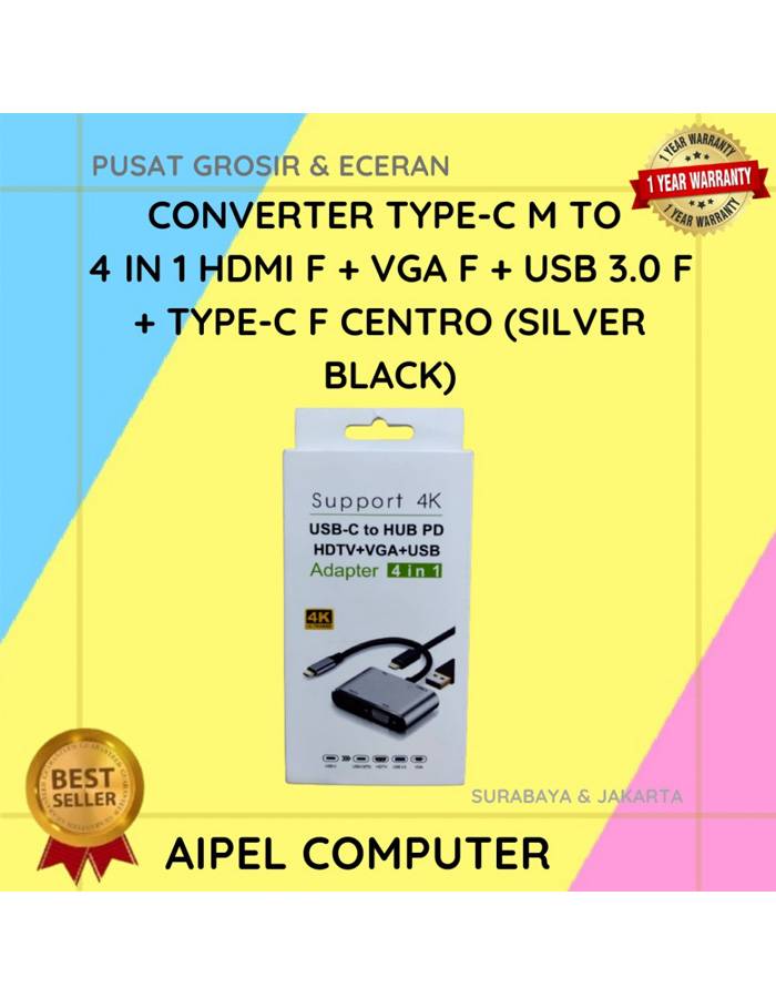 TC4HCUV | Converter Type-C M To 4 IN 1 HOBOO - HDTV Standart F + Type-C ...