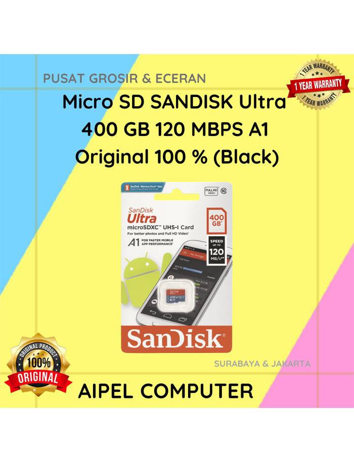 ULTRA400 | Micro SD SANDISK Ultra 400 GB 120 MBPS A1 Original 100 % ...