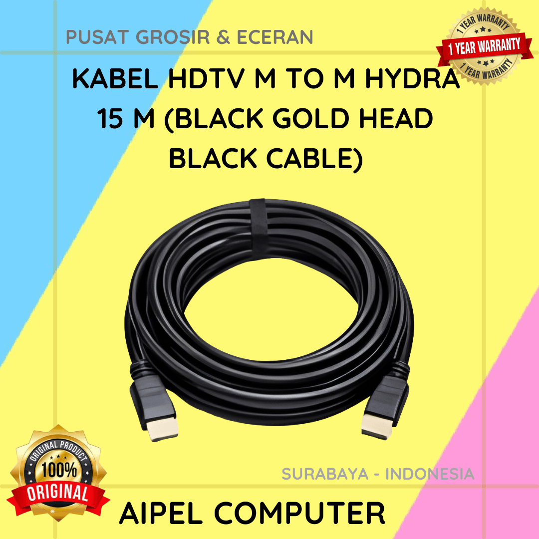 KHH7215 | Kabel HDTV M To M HYDRA 15 M (Black Gold Head Black Cable ...