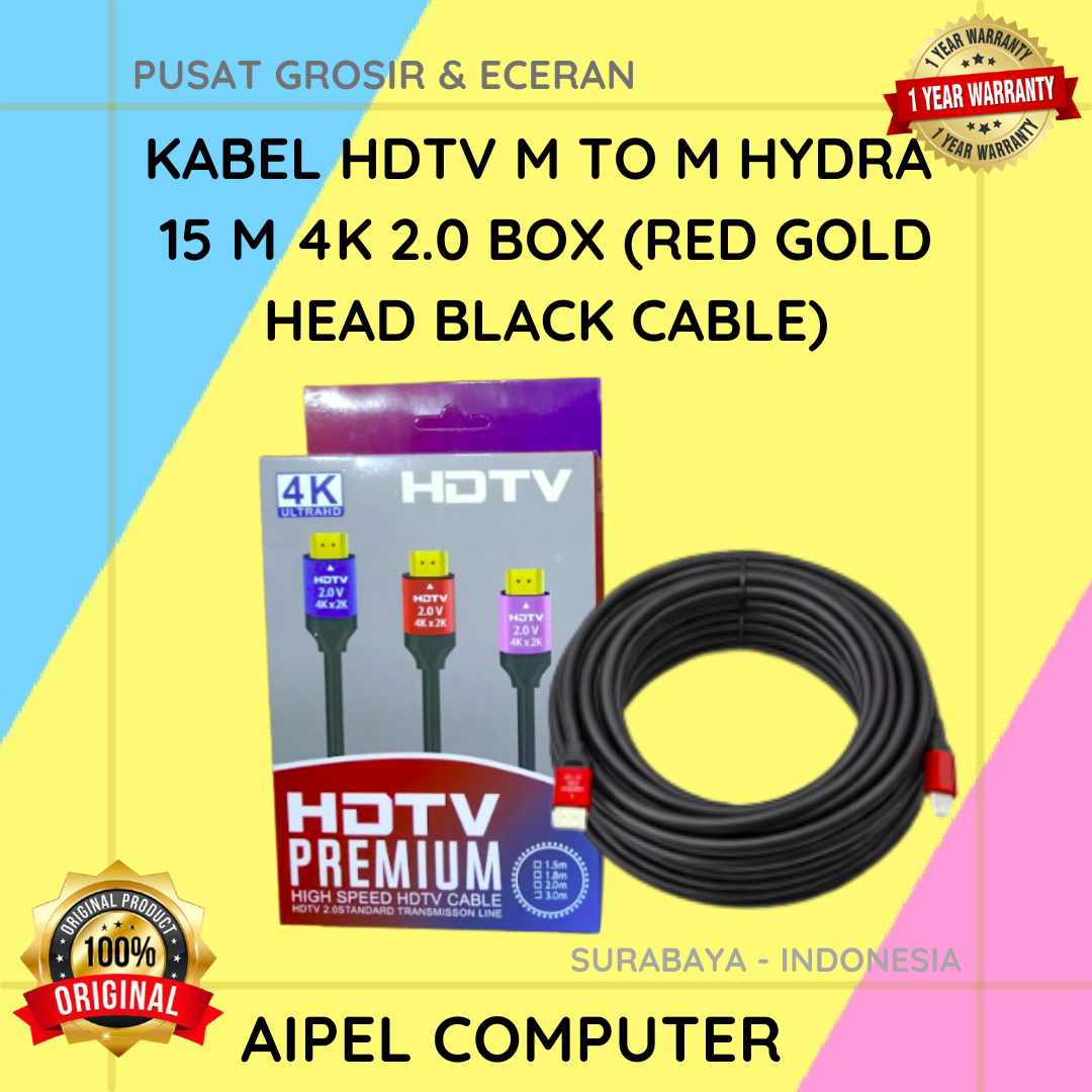 KHH80415 | Kabel HDTV M To M HYDRA 15 M 4K 2.0 Box (Red Gold Head Black ...